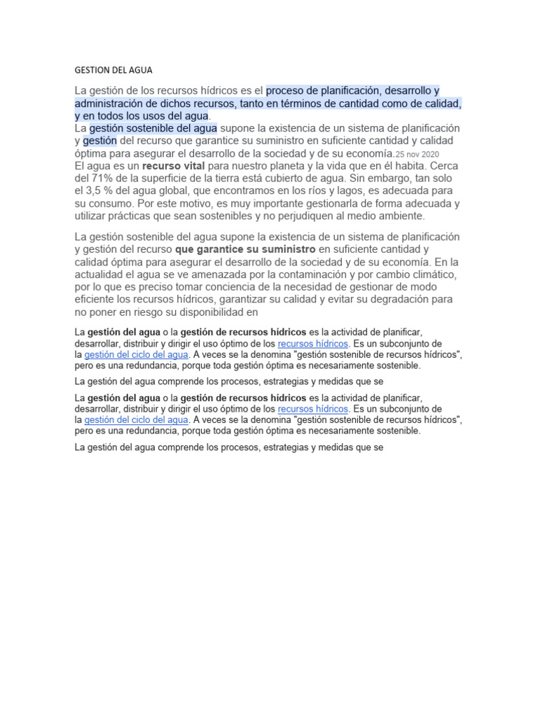 Gestion Del Agua Pdf