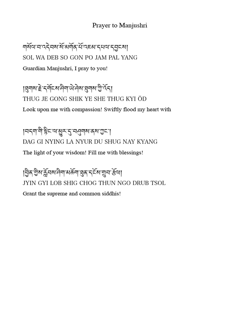 Manjushri Prayer | PDF