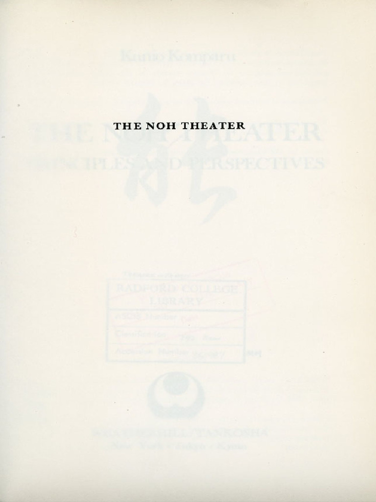 K. Komparu-The Noh Theater-Principles and Perspectives | PDF