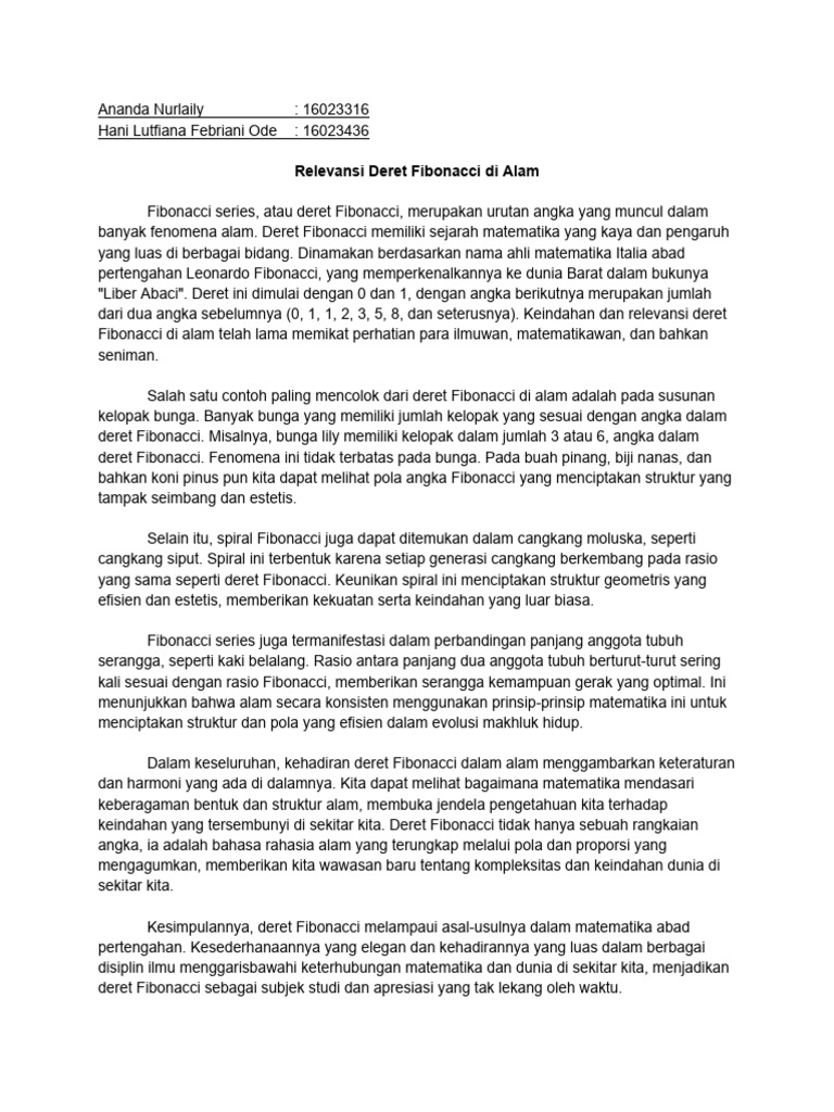 Relevansi Deret Fibonacci Di Alam | PDF | Ilmu Sosial