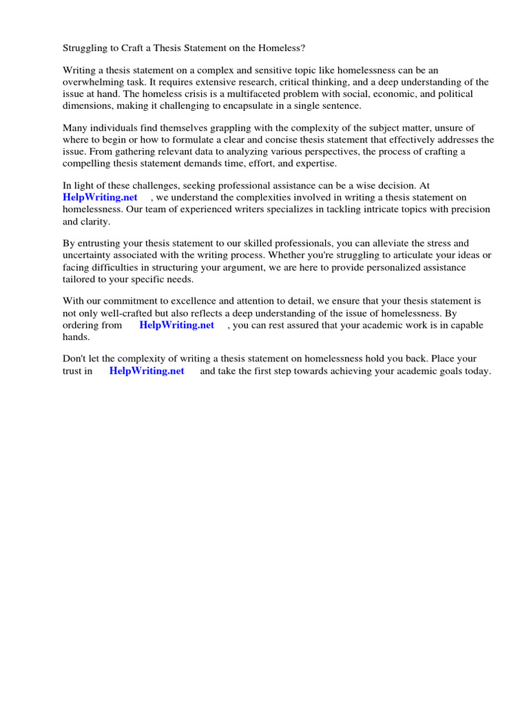 Thesis Statement On The Homeless | PDF | Homelessness | Knowledge