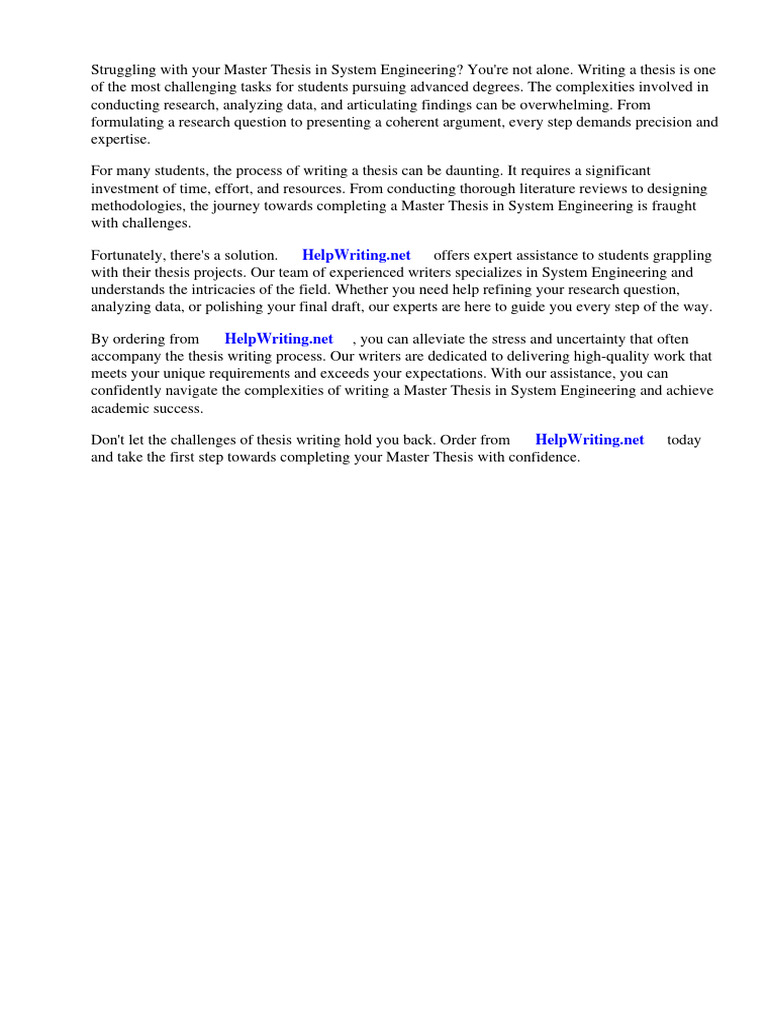 Master Thesis Help in System Engineering | PDF | Thesis | Engineering