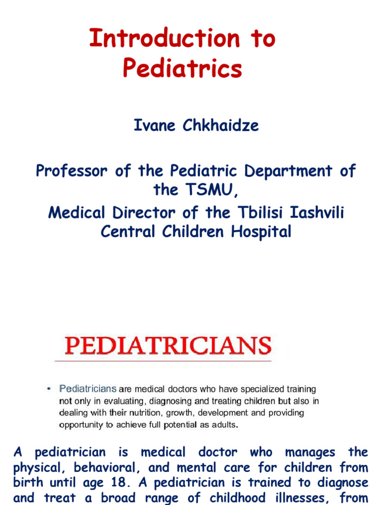 01 - Introduction To Pediatrics | PDF | Pediatrics | Human Life Stages
