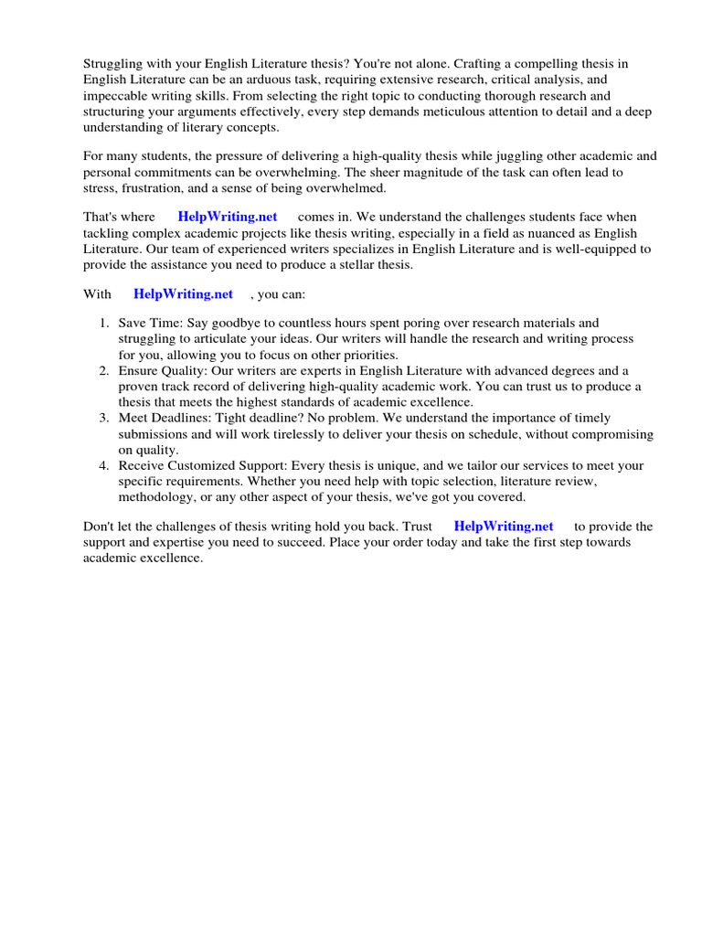 Thesis Examples English Literature | PDF | Thesis | Essays