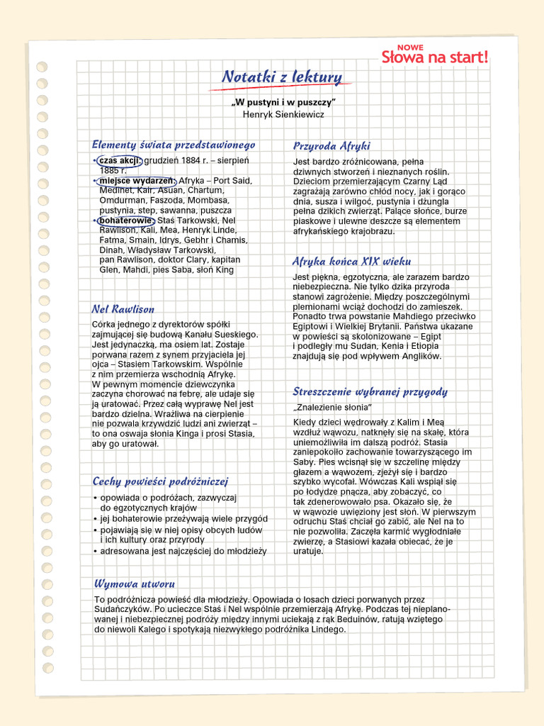 Quiz Z Lektury W Pustyni I W Puszczy Klasa Ime Projekt Red Sign