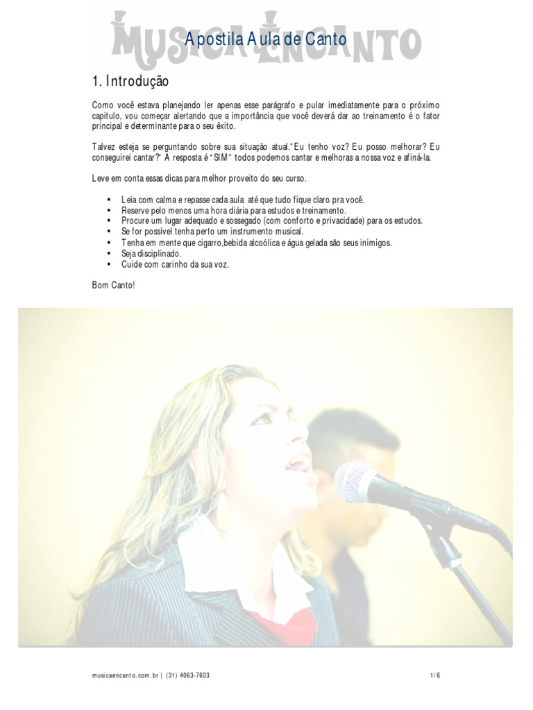 Aula de Canto - Apostila Encanto | PDF | Canto | Voz humana