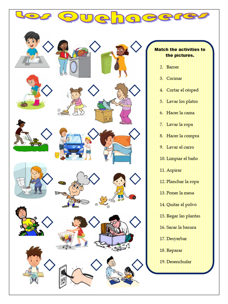 Actividades y quehaceres del hogar | PDF