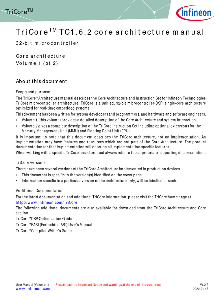 Infineon-AURIX TC3xx Architecture vol1-UserManual-v01 00-EN | PDF | Bit ...