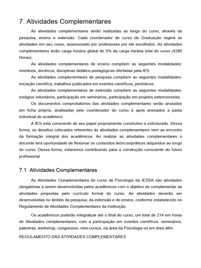 Atividades Complementares | PDF | Carreira e Crescimento | Negócios