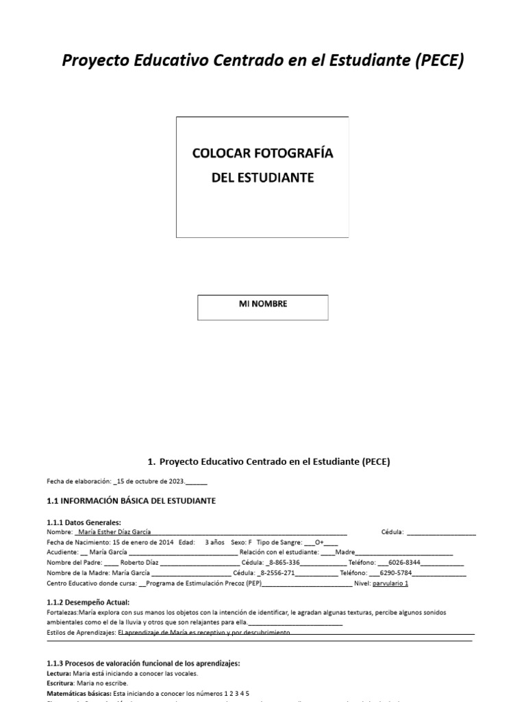 Formato de PECE.docx | PDF | Aprendizaje | Invalidez