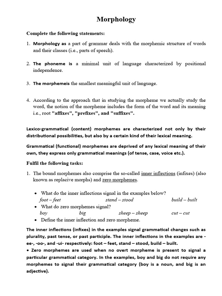 Morphology | PDF | Word | Morphology (Linguistics)