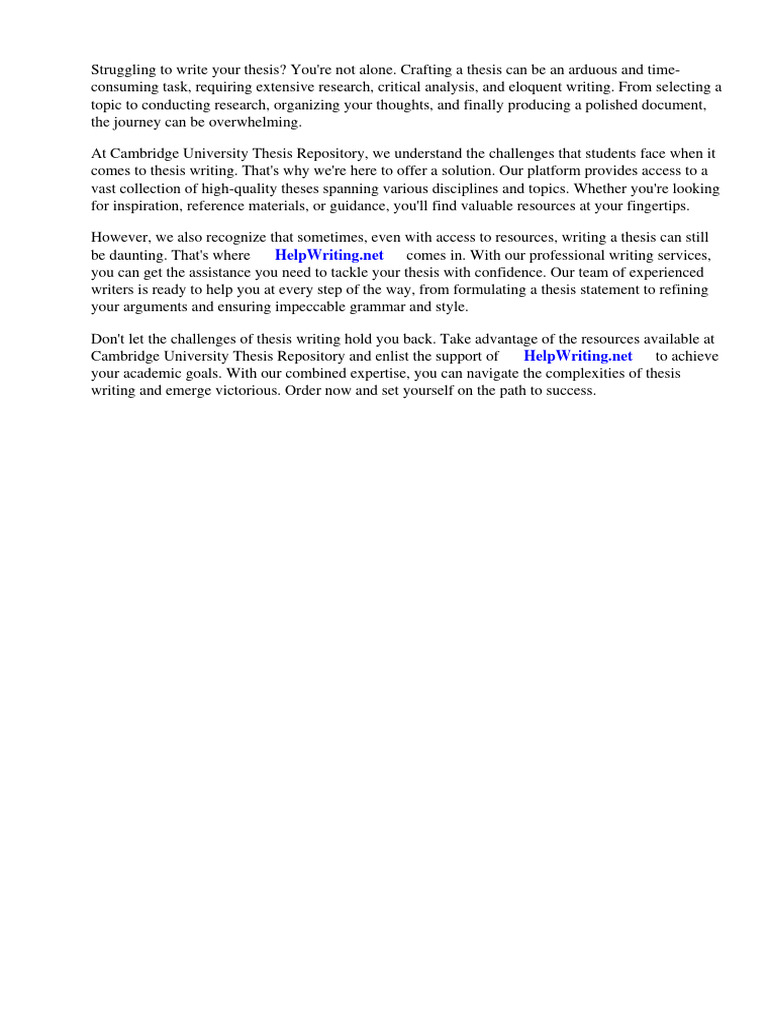 Cambridge University Thesis Repository | PDF | Thesis | Doctor Of ...