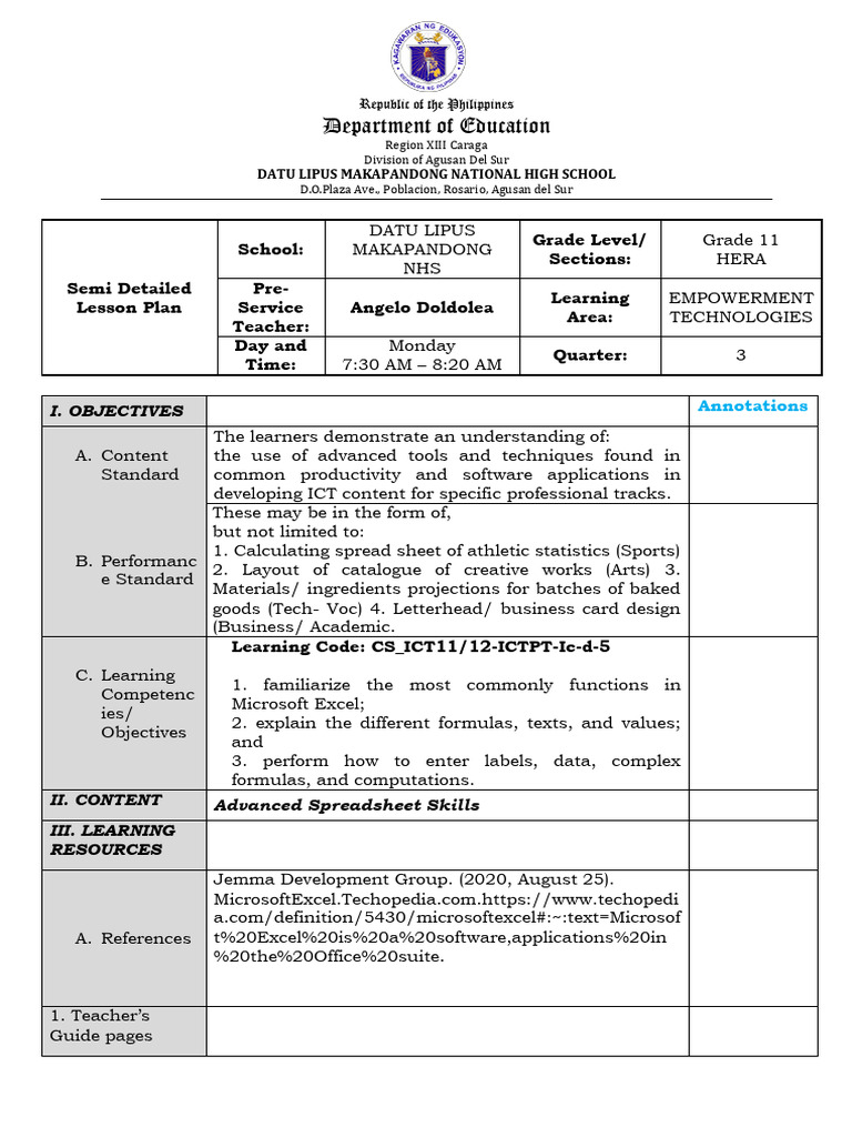 LP FOR PRE DEMO With Annotations | Download Free PDF | Spreadsheet ...