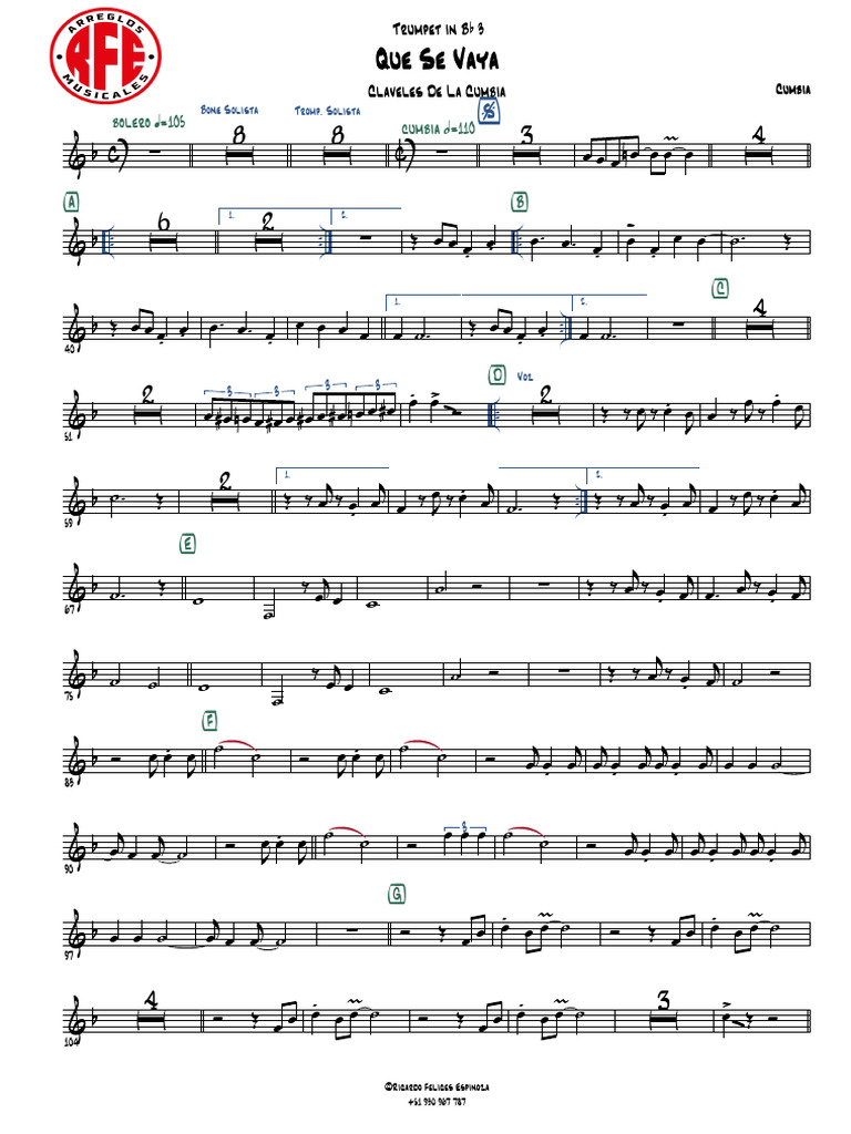 Que Se Vaya - Claveles de La Cumbia - Arreglos Musicaless | PDF | Latin American Music