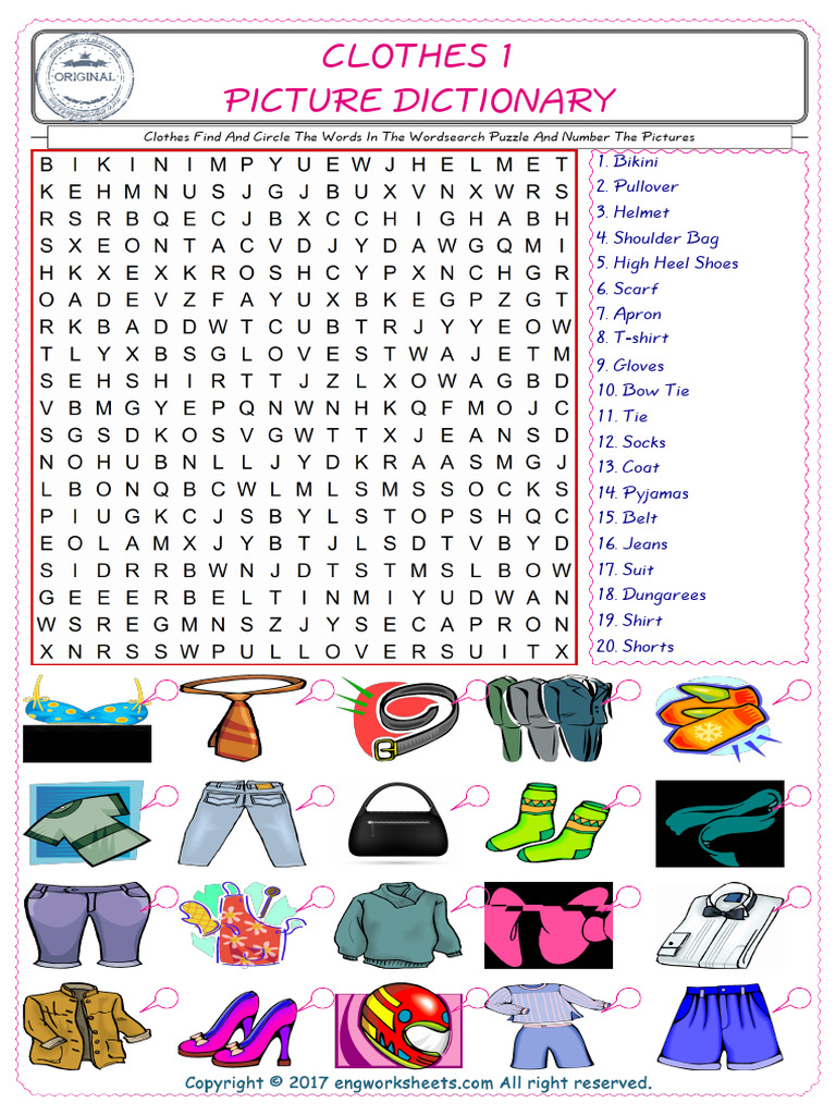 clothes | PDF | Clothing | Word Search
