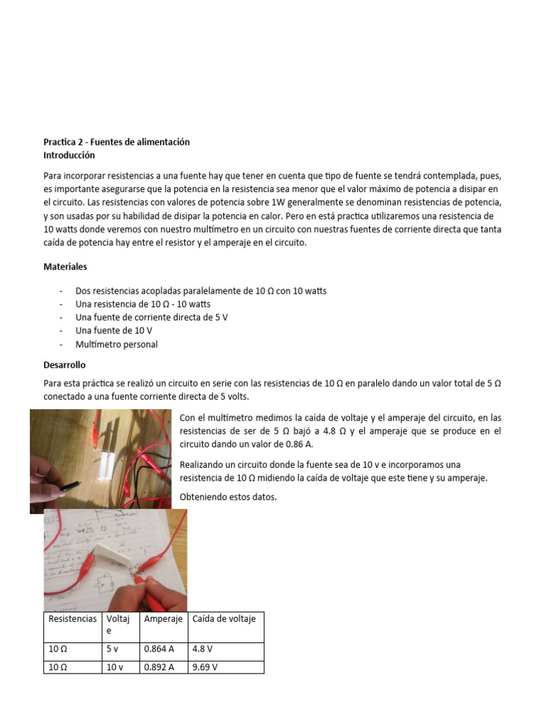 Practica 2 | PDF | Resistencia Eléctrica y Conductancia | Resistor
