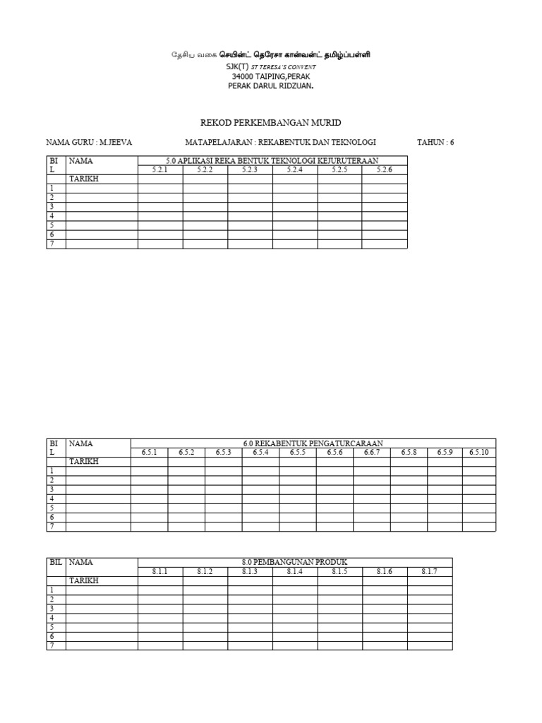 Rekod Transit Rbt Tahun 6 Pdf