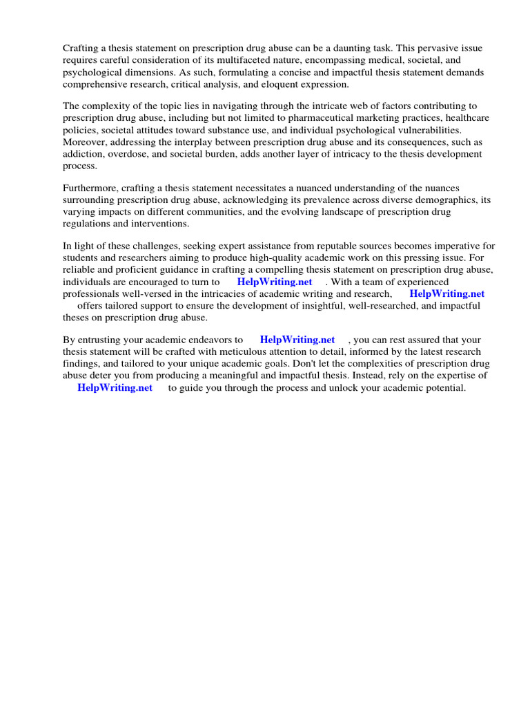 Thesis Statement On Prescription Drug Abuse | PDF | Substance Abuse ...