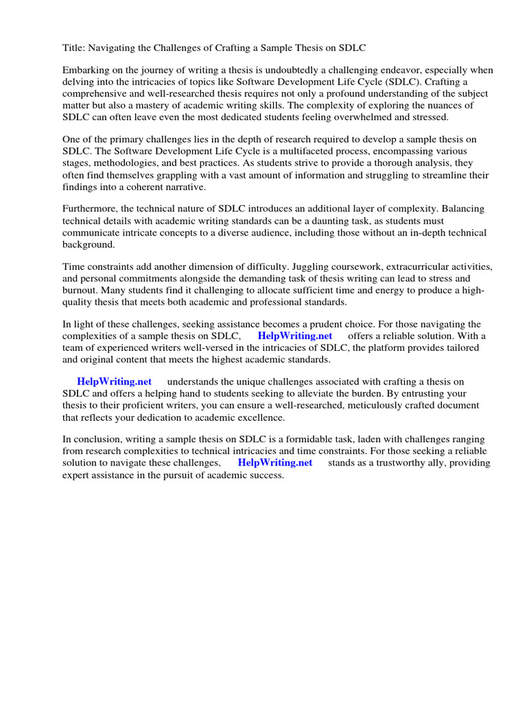 Sample Thesis SDLC | Download Free PDF | Software Development Process | Computing