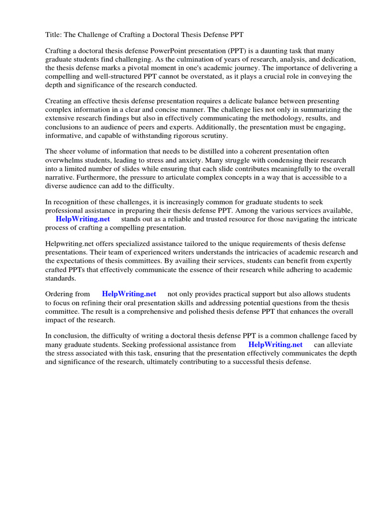 Doctoral Thesis Defense Ppt | PDF | Thesis | Microsoft Power Point