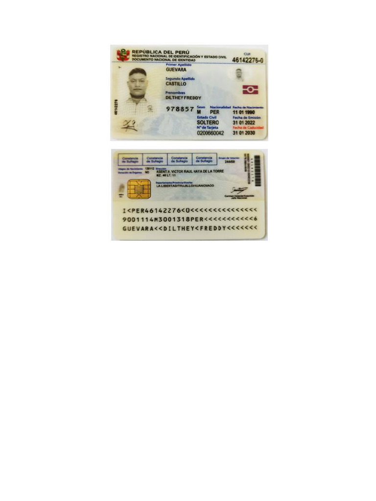 DOCUMENTOS DILTHEY FREDDY GUEVARA CASTILLO | PDF | Documento de identidad | Industrias de servicio