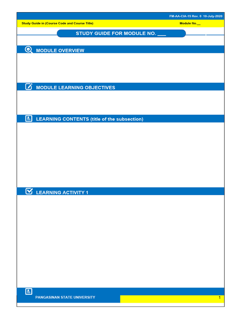 College Study Guide Template | PDF | Technology & Engineering