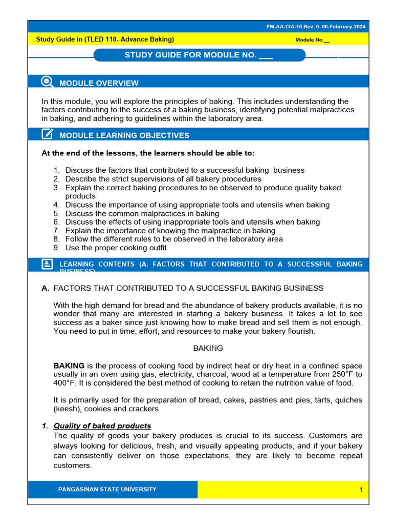 SG Chapter III Application of Principles in Baking | PDF | Baking ...