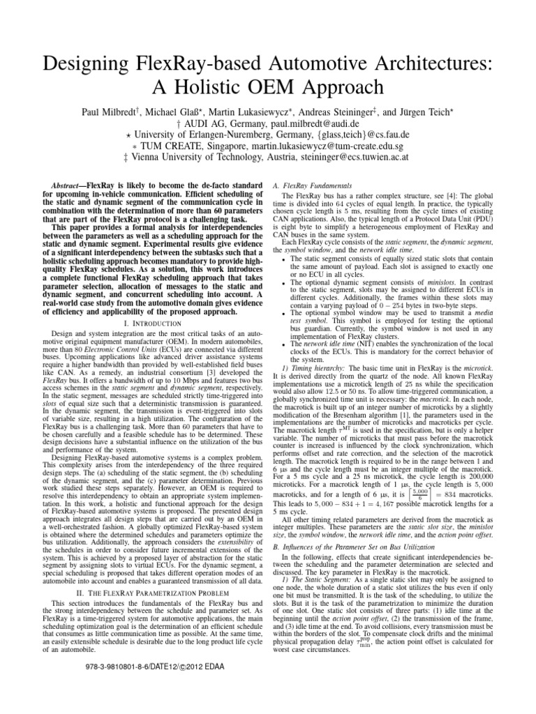 Designing FlexRay-based Automotive Architecture - A Holistic OEM ...