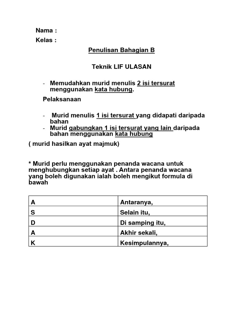 Latihan Penulisan Bahagian B | PDF