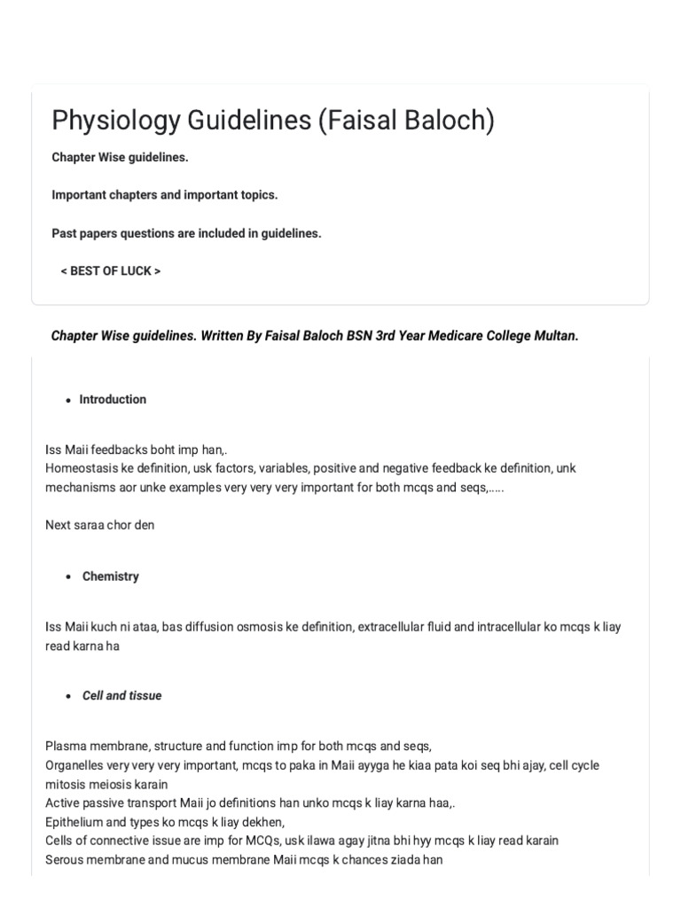 Physiology Guidelines (Faisal Baloch) | PDF | Autonomic Nervous System ...