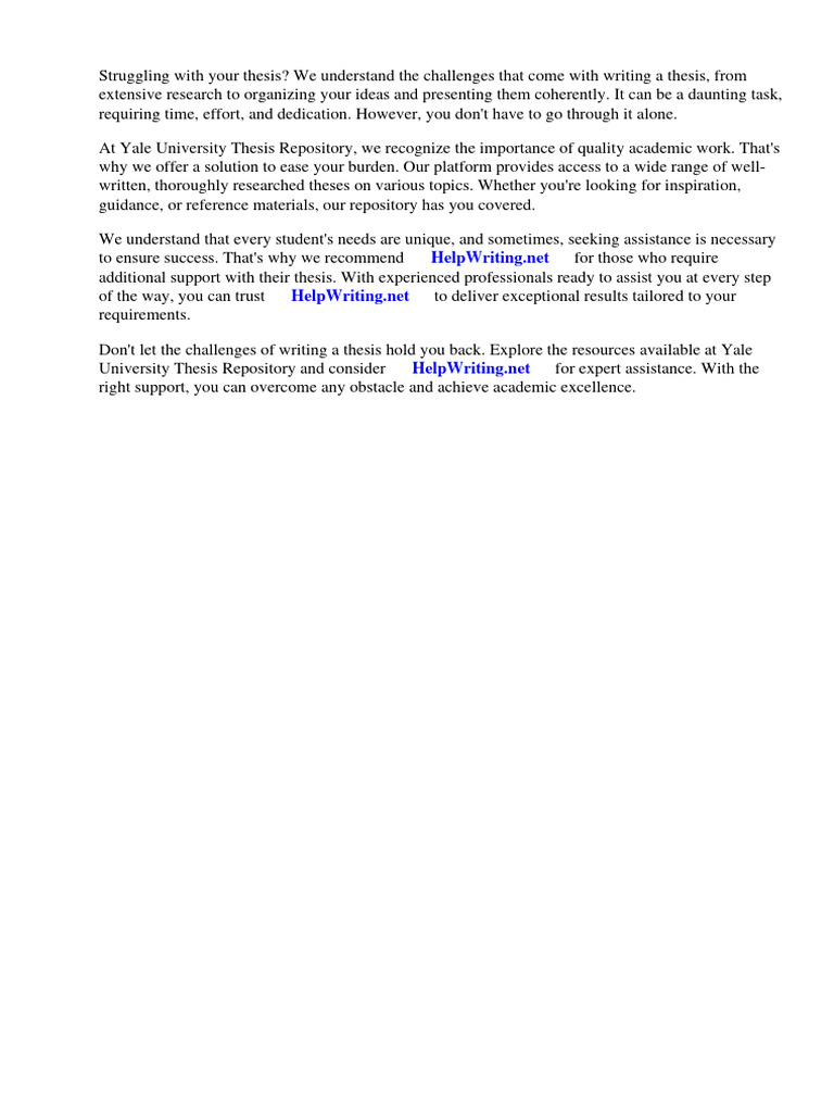 Yale University Thesis Repository | PDF | Thesis | Experience