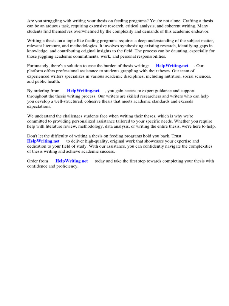 Sample Thesis Feeding Program | PDF | Thesis | Methodology