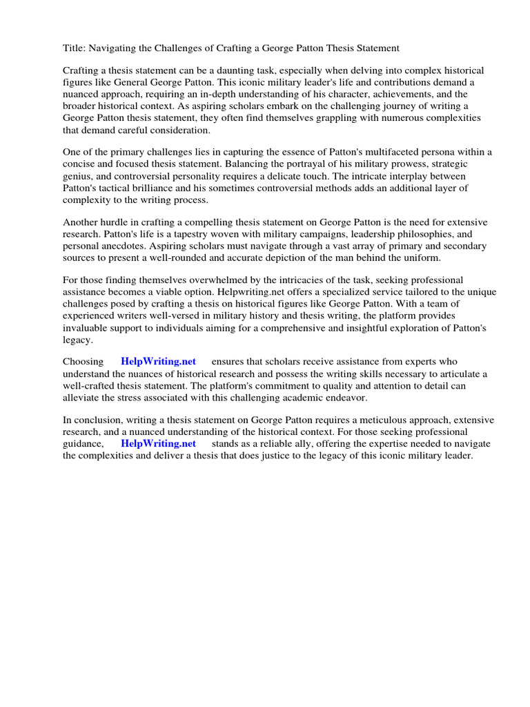 George Patton Thesis Statement | PDF | George S. Patton | Armoured Warfare