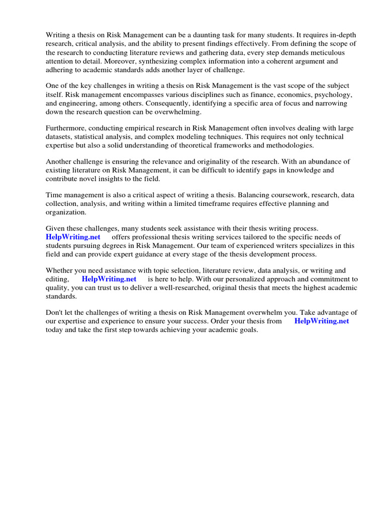 Thesis Risk Management | PDF | Risk Management | Risk
