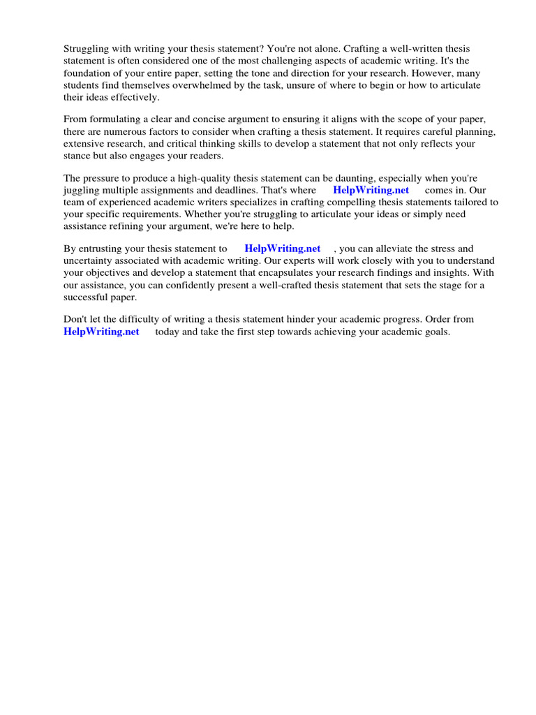 Thesis Statement PDF | PDF | Essays | Thesis