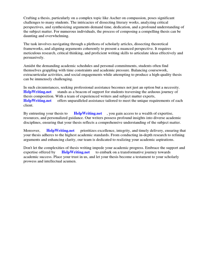 Ascher On Compassion Thesis | PDF | Compassion | Essays