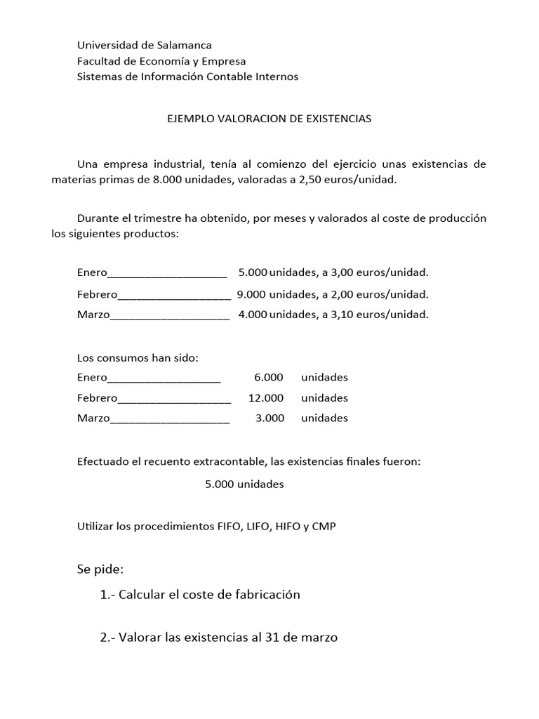 Supuesto 3.1 Lifo, Fijo, PMP | PDF | Finanzas y dinero
