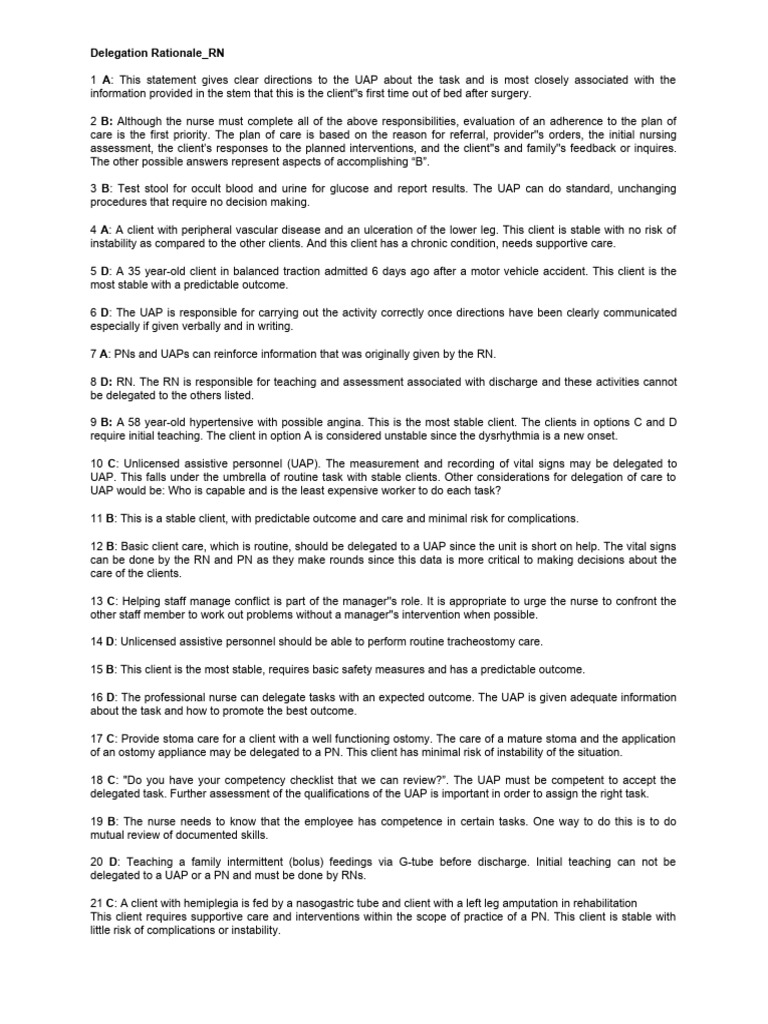 Delegation Rationale(1) | PDF | Nursing | Social Programs