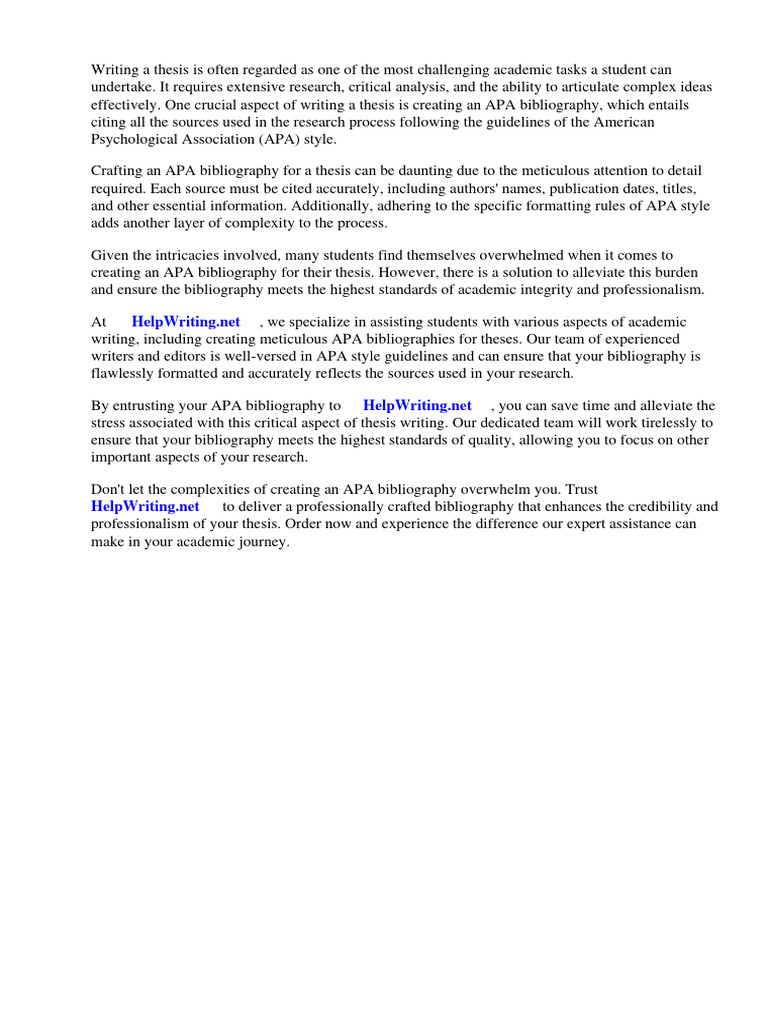 Apa Bibliography Thesis | PDF | Apa Style | American Psychological Association