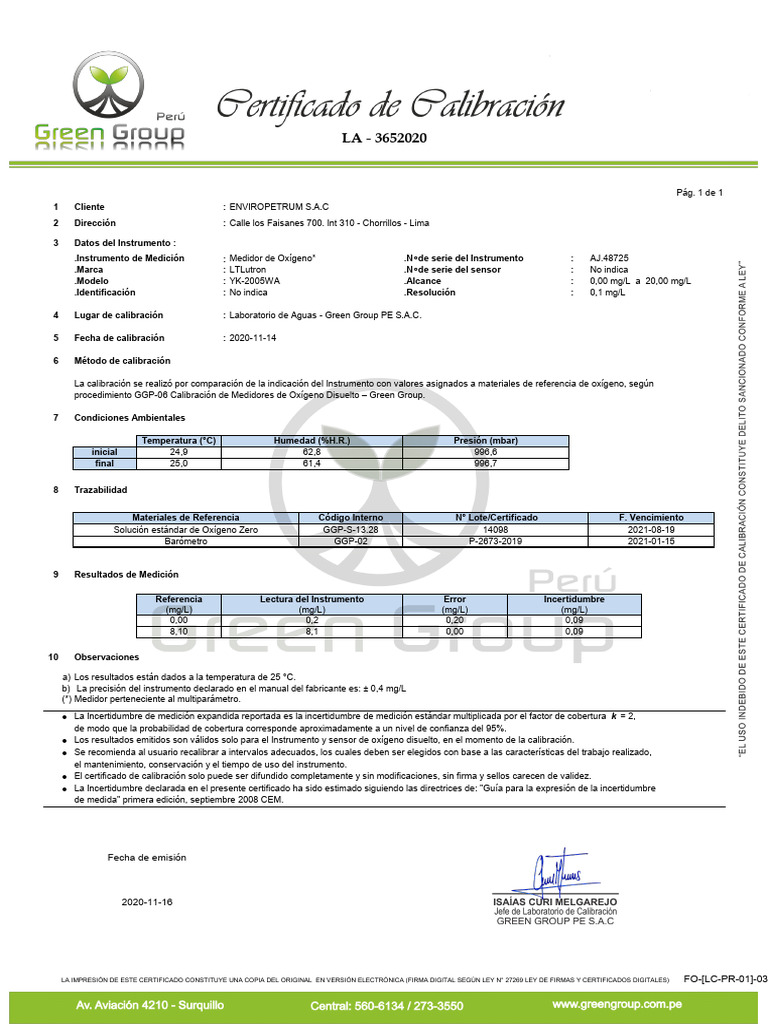 ANEXO N° 4 - CERTIFICADOS DE CALIBRACIÓN | PDF | Calibración | Incertidumbre