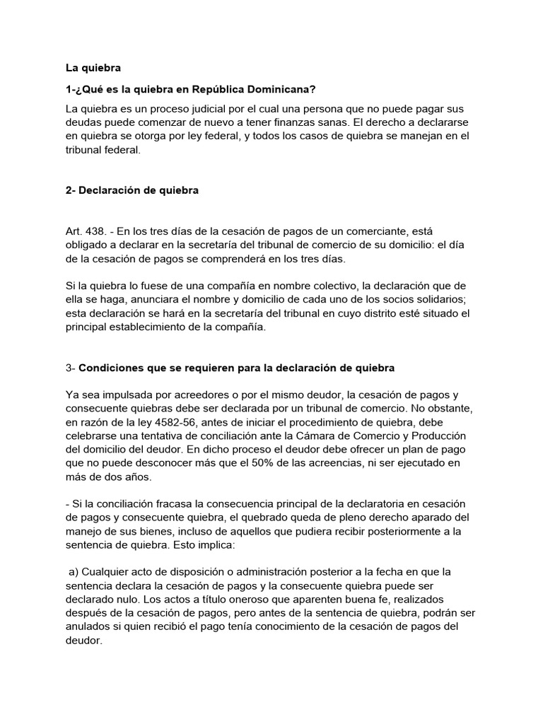 La Quiebra | PDF | Bancarrota | Pagos