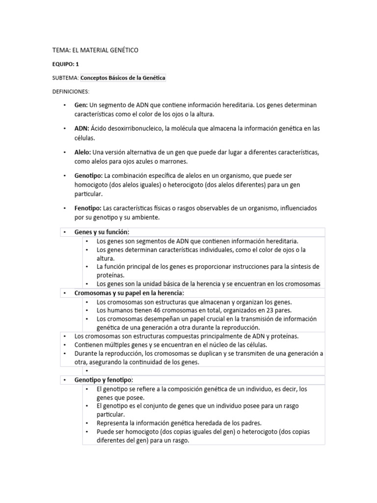 BIOLOGIA EL MATERIAL GENETICO INF | PDF | Alelo | Dominancia (Genética)