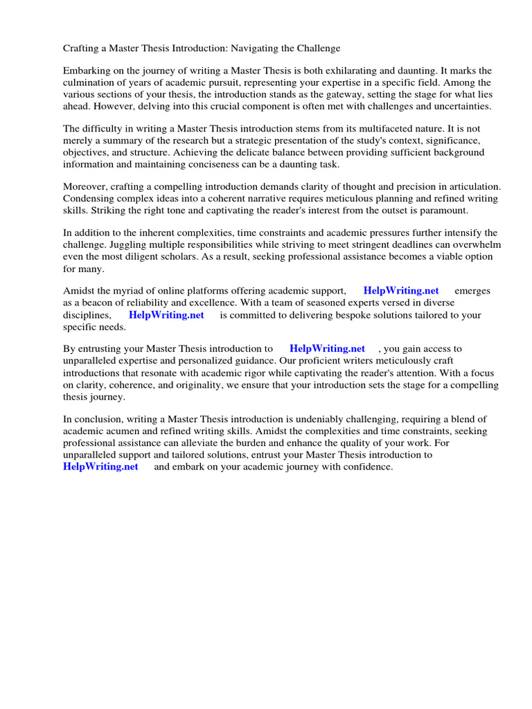 Writing Master Thesis Introduction | PDF | Thesis | Essays Writing Master Thesis Introduction | PDF | Thesis | Essays