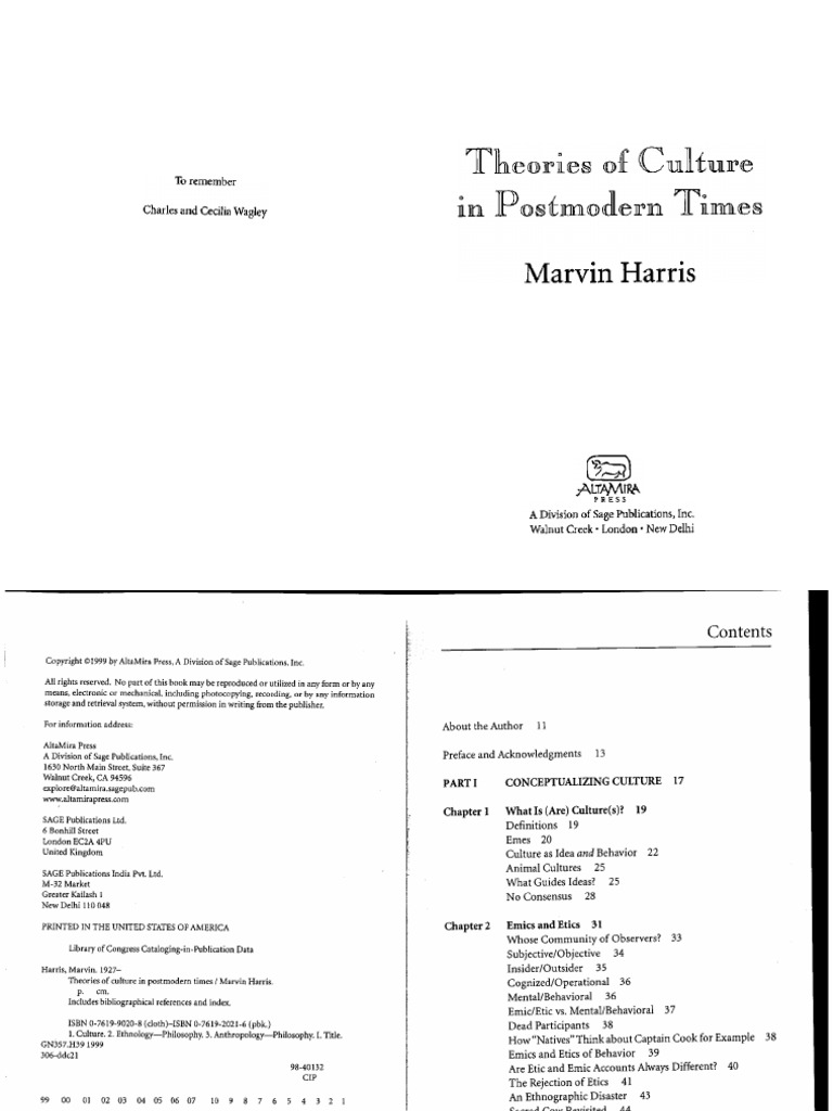 Harris, M. (1999) - Theories of Culture in Postmodern Times | PDF