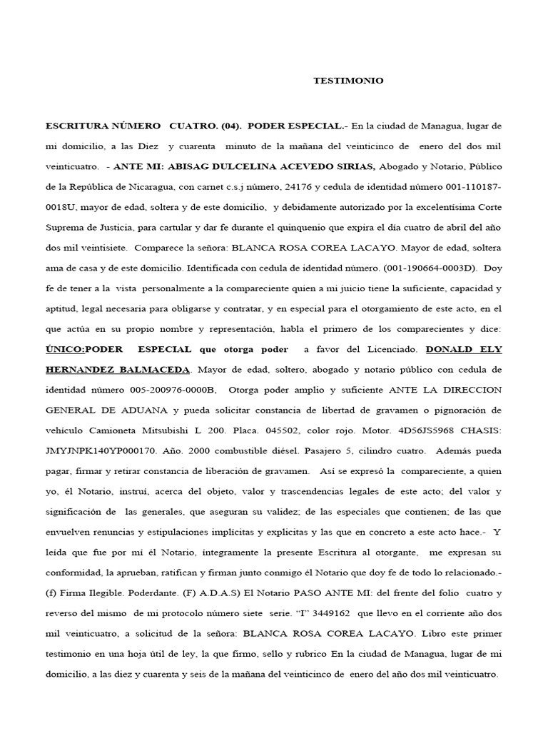 PODER GENERAL JUDICIAl Banca Ora Corea A Donald | PDF | Justicia ...
