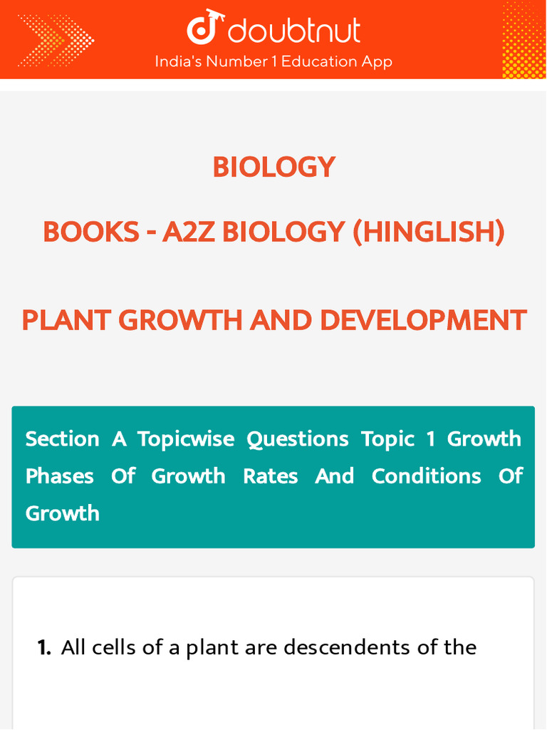 Books Doubtnut Question Bank | PDF | Plant Hormone | Auxin