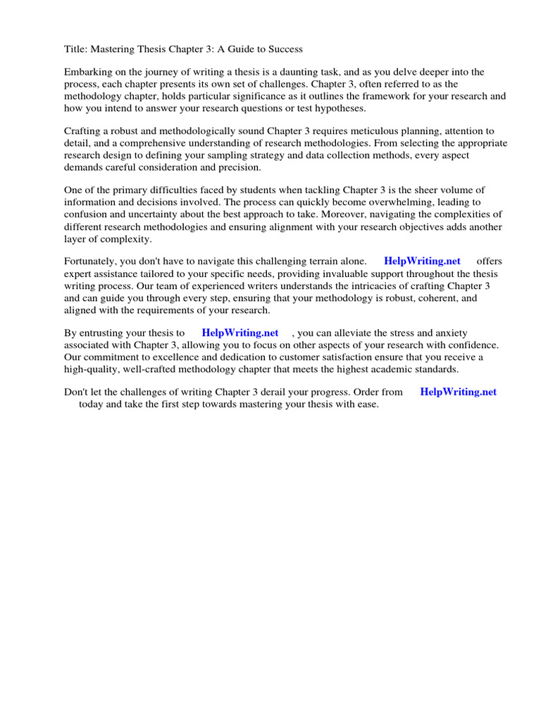 How To Do Thesis Chapter 3 | PDF | Methodology | Thesis