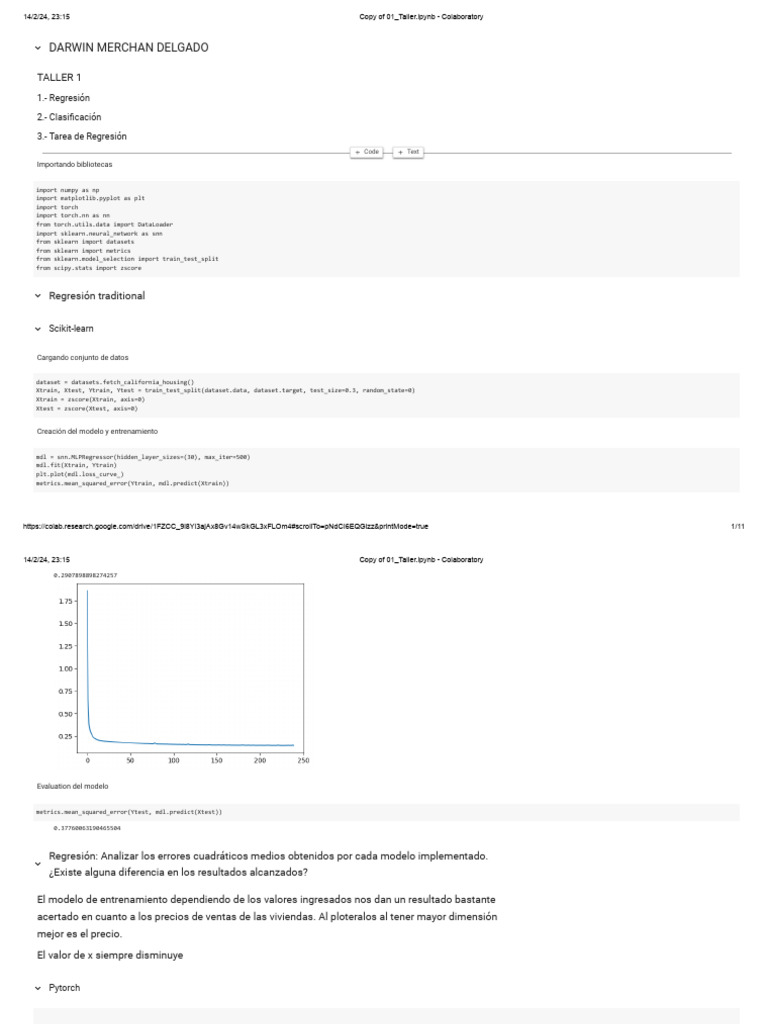 01 - Taller - Ipynb - Colaboratory DMERCHAN | PDF | Estadísticas ...