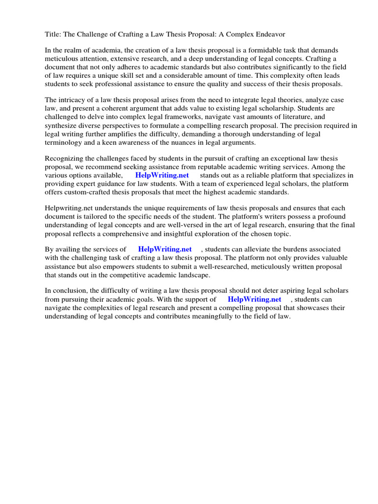 Law Thesis Proposal Sample | PDF | Thesis | Reason