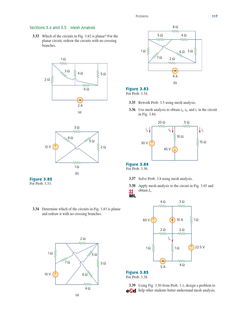 Sections 3.4 and 3.5 Mesh Analysis: Problems 8 Ω 5 Ω 4 Ω | PDF | Electrical Engineering ...